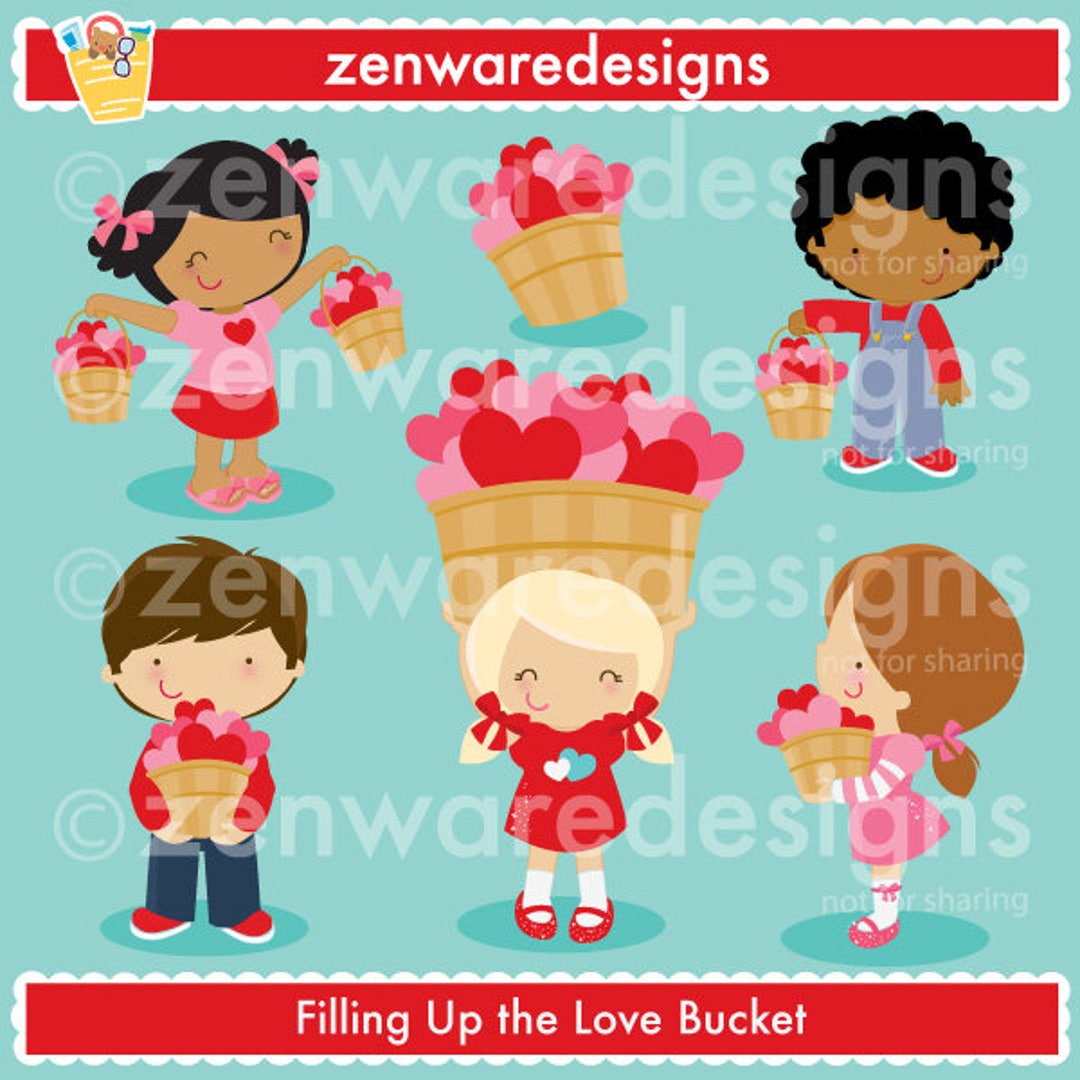 Love Bucket Valentine Clipart - Etsy