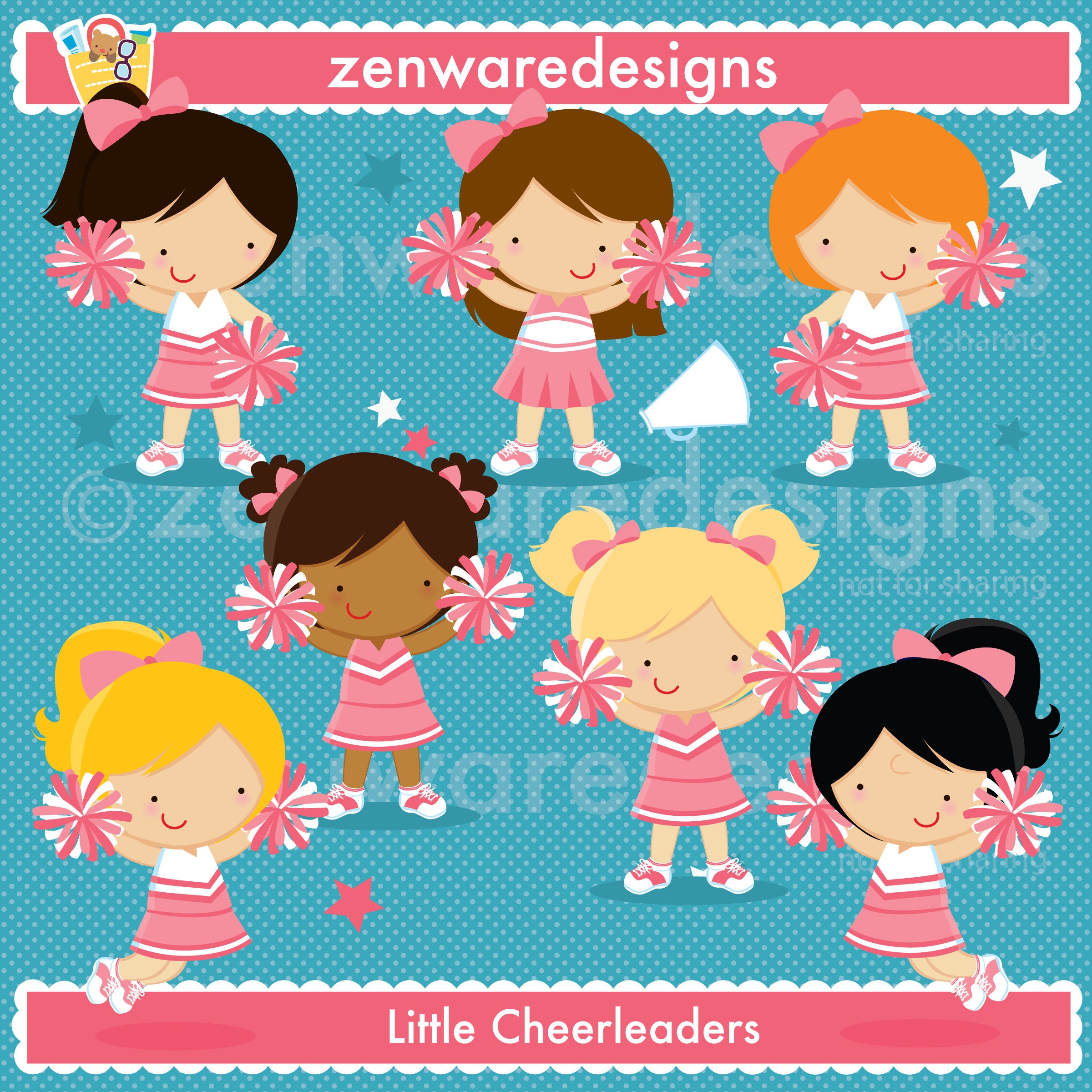 Pink Cheerleader Clipart - Etsy