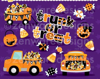 Trunk or Treat Halloween Clipart | Etsy