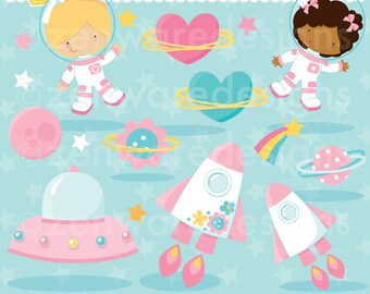 Astronaut Clipart Outer Space Graphics Rocket Ship Clipart Galaxy Moon ...