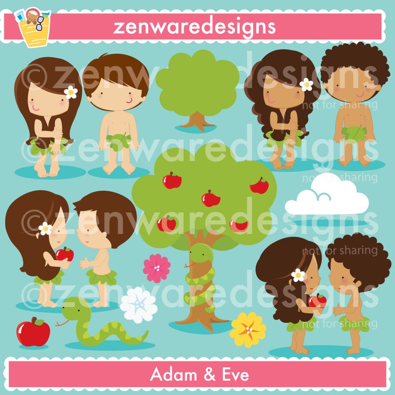 Adam and Eve Clipart - Etsy