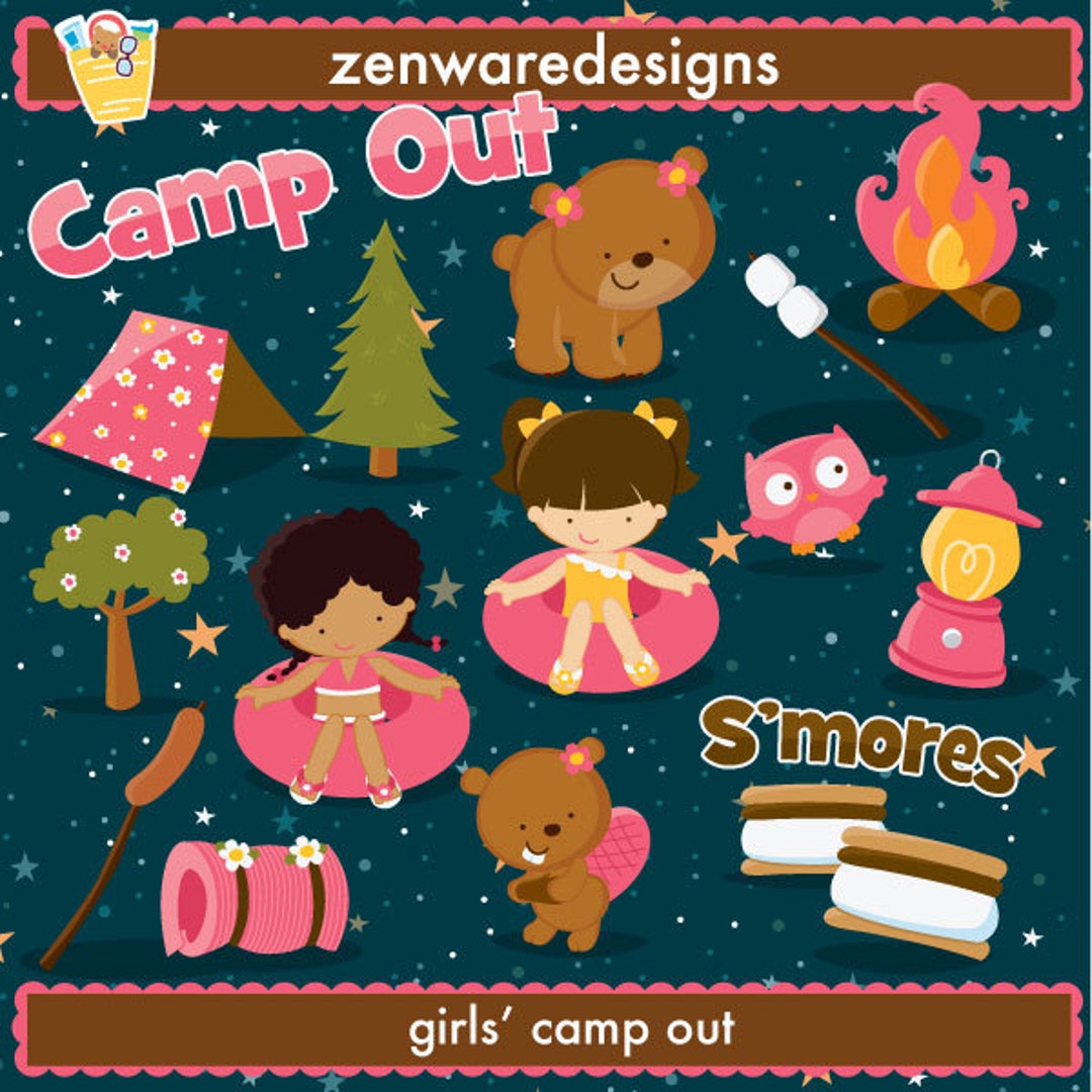 Summer Camp Girl Clipart - Etsy