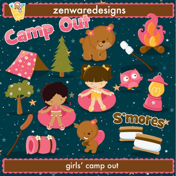 Summer Camp Girl Clipart | Etsy