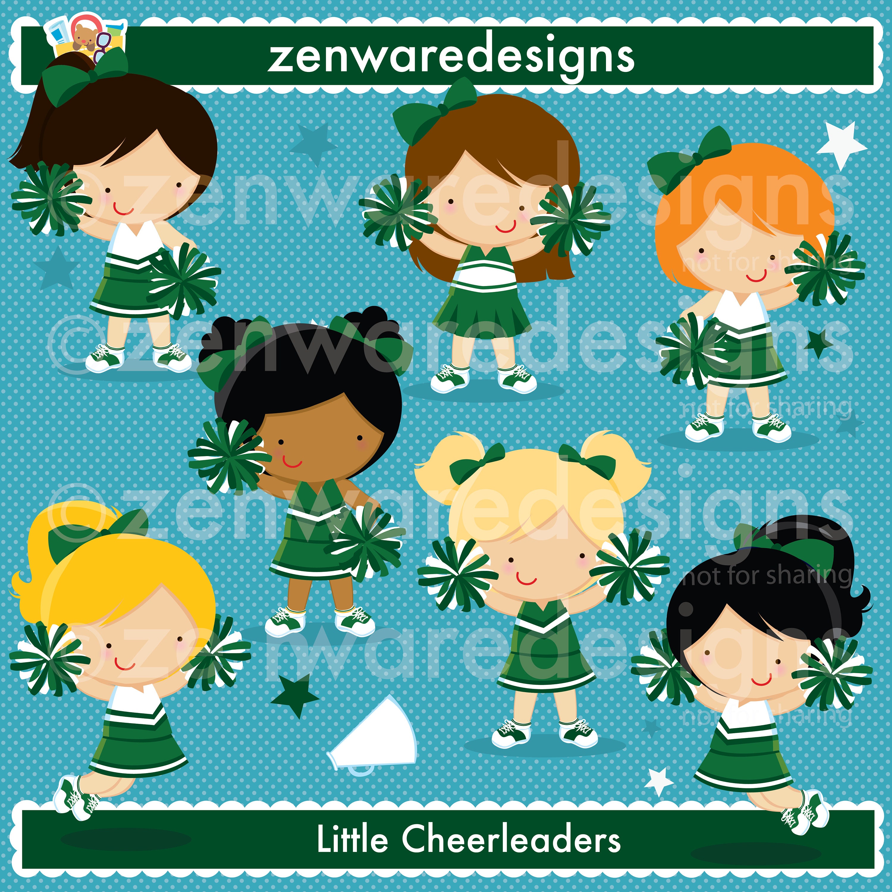 Little Cheerleader Cartoon Clip Art