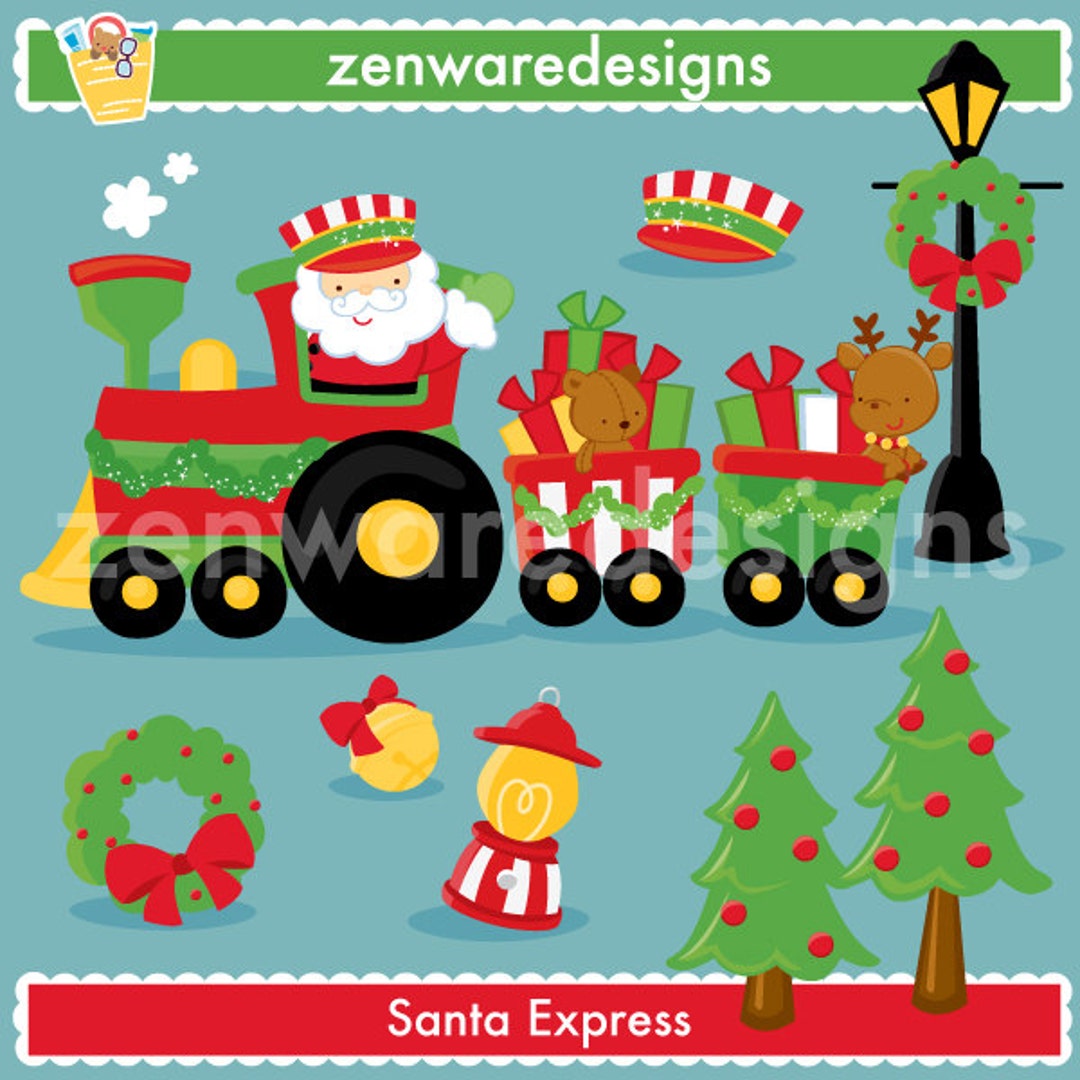 Christmas Train Clipart - Etsy