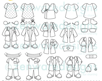 Dress up Paper Doll Digital Stamps | Etsy