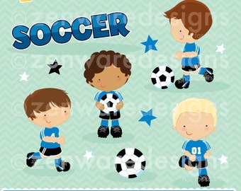 Soccer Clipart. Sport Graphics Boys Soccer Player Characters - Etsy