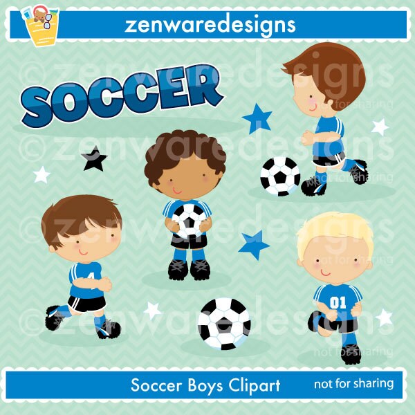 Soccer Boys Clipart | Etsy