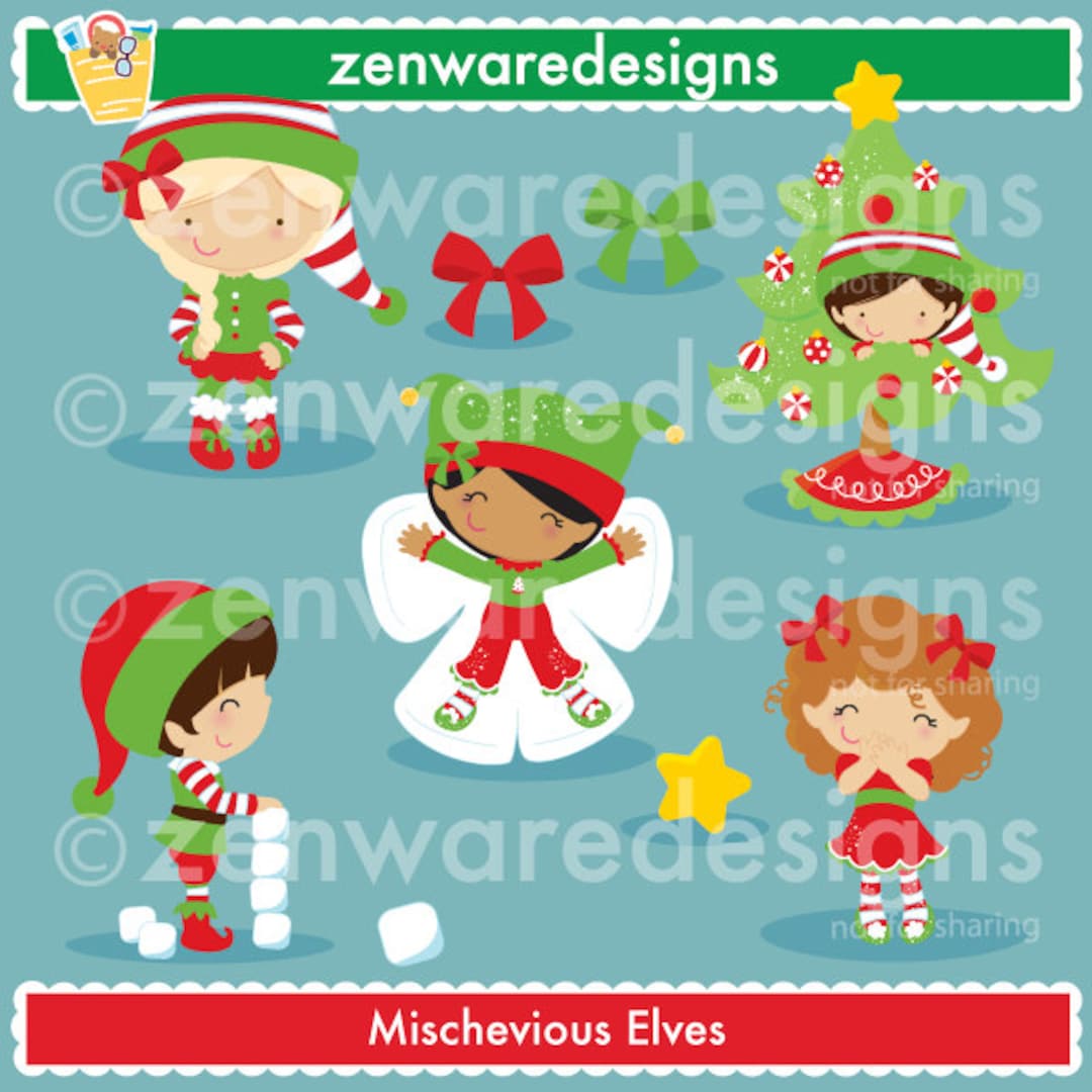 Mischevious Elf Clipart - Etsy