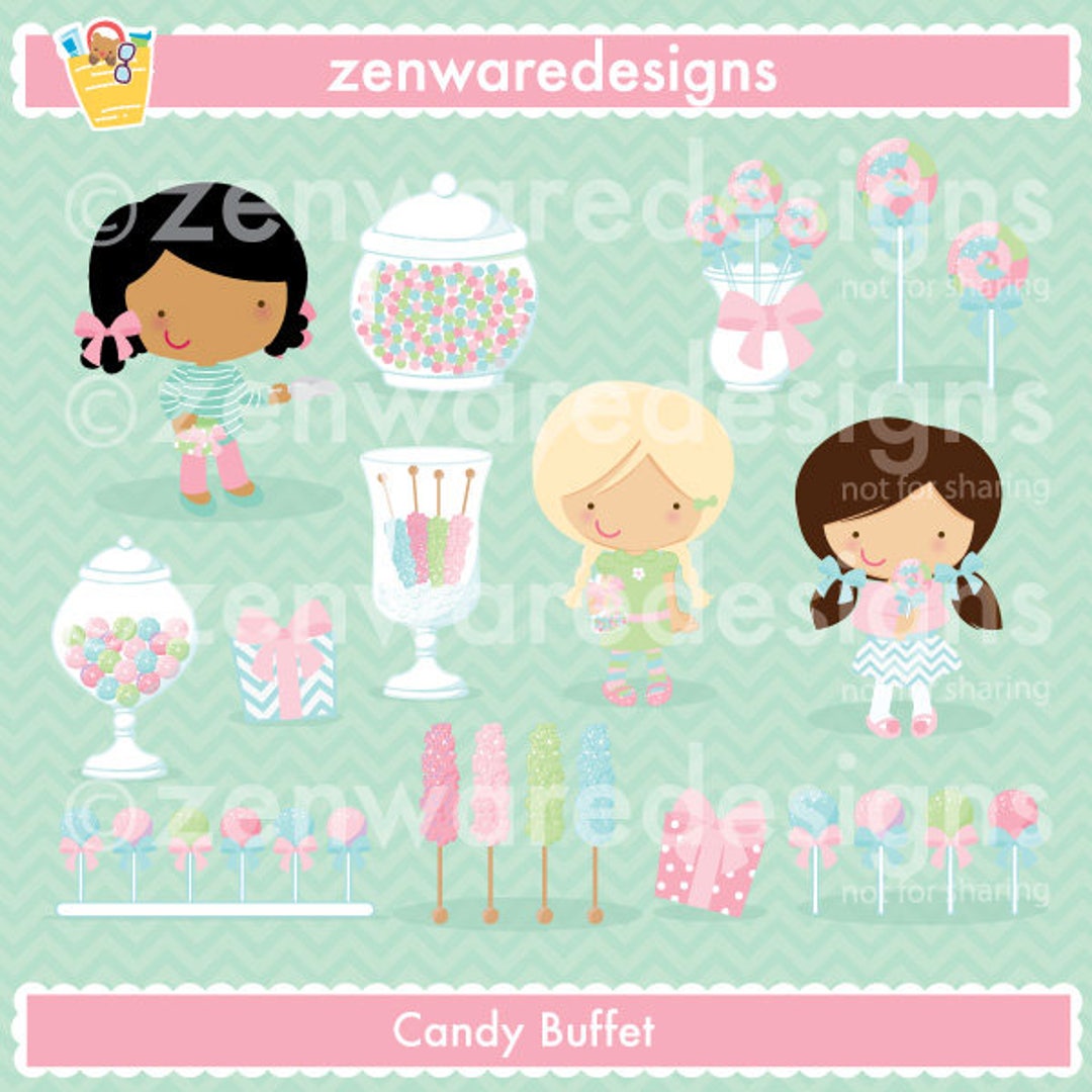 Pink Candy Buffet Clipart Etsy