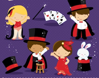 Magician Boy Clipart Commercial Usemagic Clipart Magic Show - Etsy