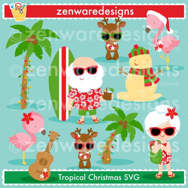 Tropical Christmas SVG Clipart - Etsy