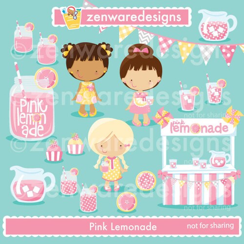 Pink Lemonade Clipart Clip Art Lemonade Graphics Summer - Etsy