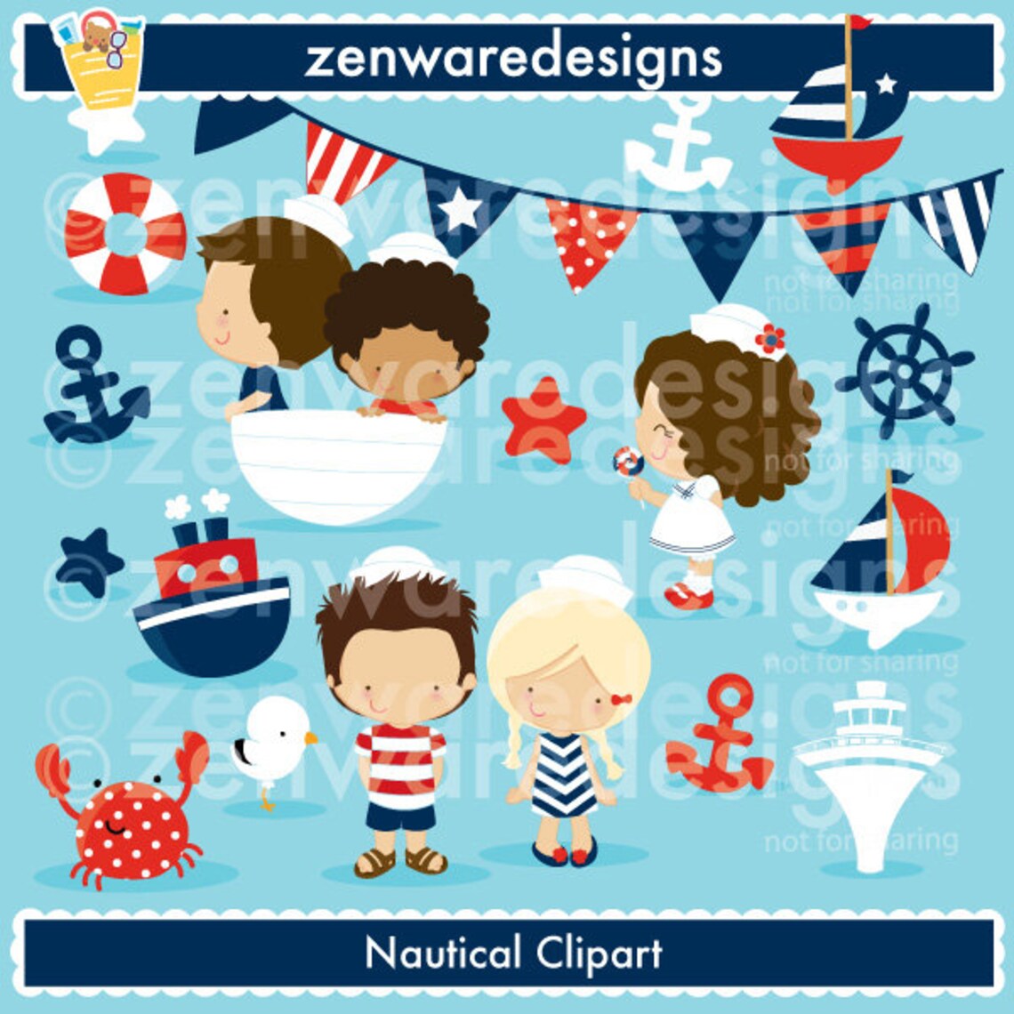 Nautical Sailor Clipart | Etsy