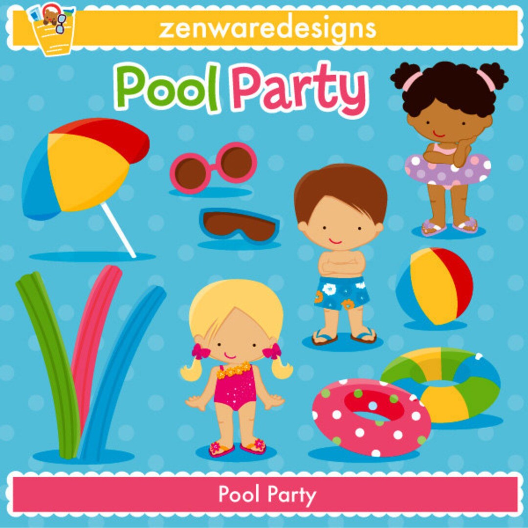 Pool Party Clipart - Etsy