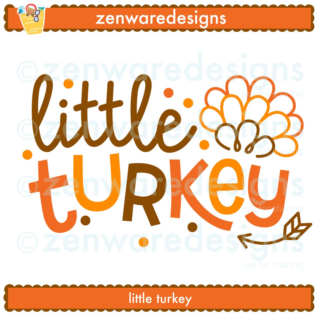 Little Turkey Clipart and Cutting File - Etsy