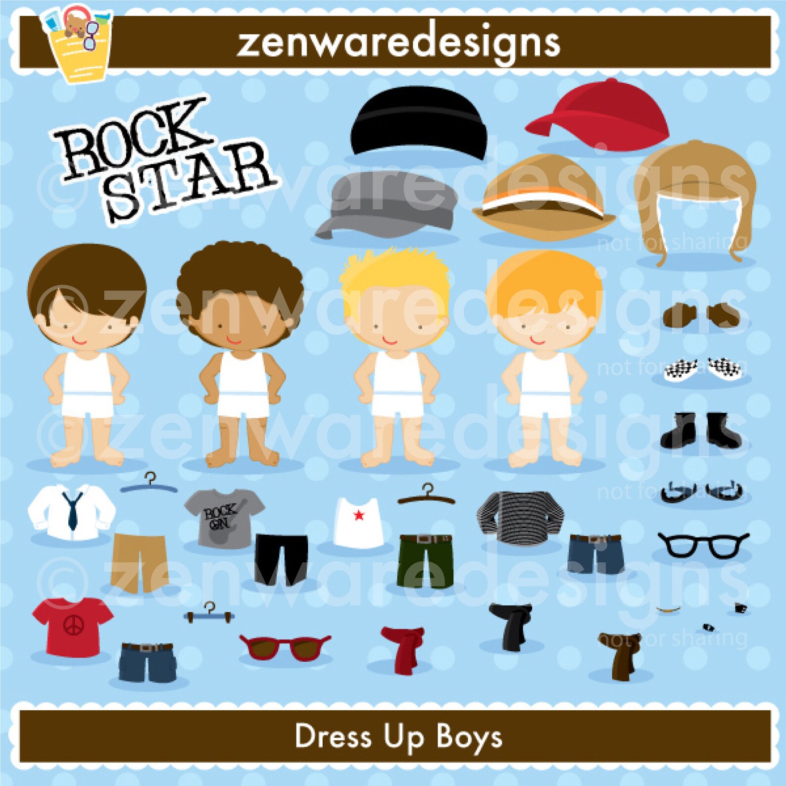 Dress up Boy Paper Doll Clothes Clip Art - Etsy
