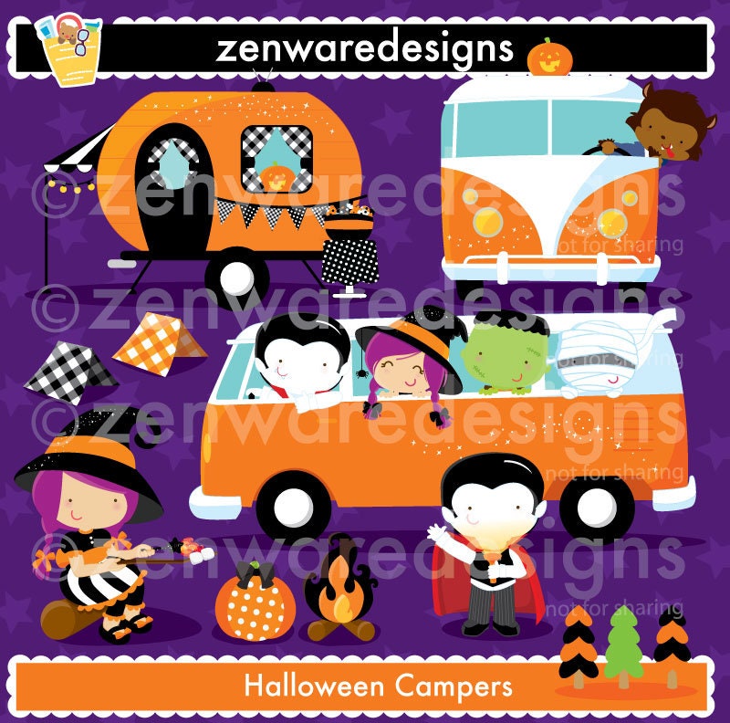 Halloween Clipart Camping - Etsy