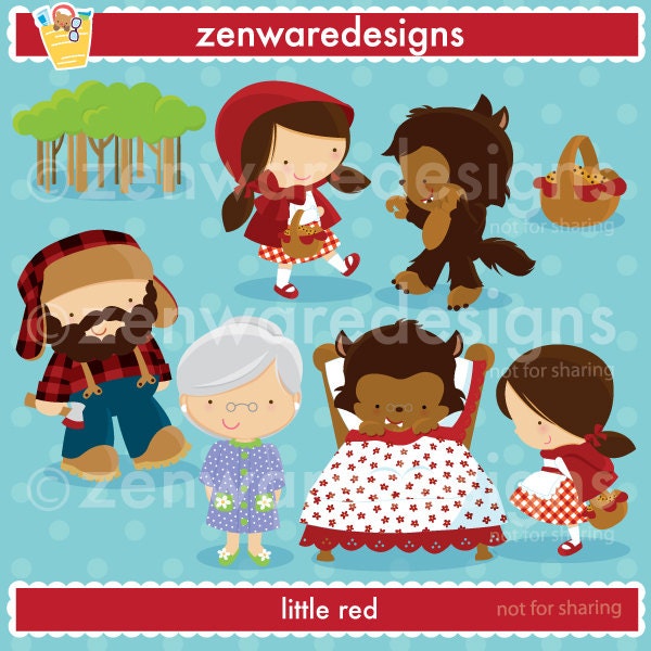 Little Red Riding Hood Clipart - Etsy