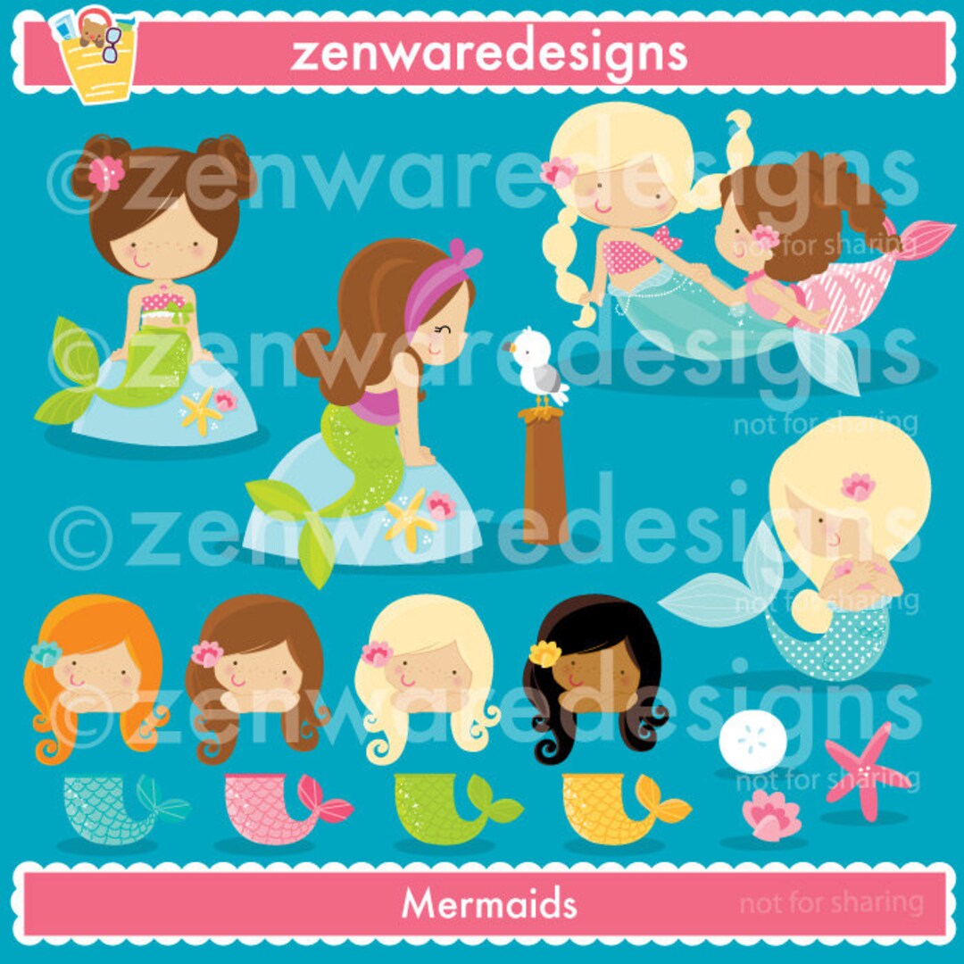 Mermaid Clipart - Etsy