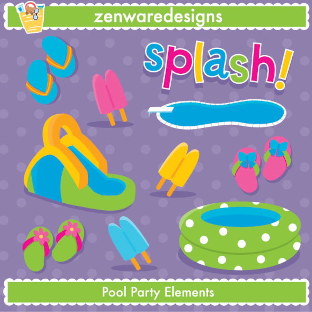 Pool Party Elements Clipart - Etsy