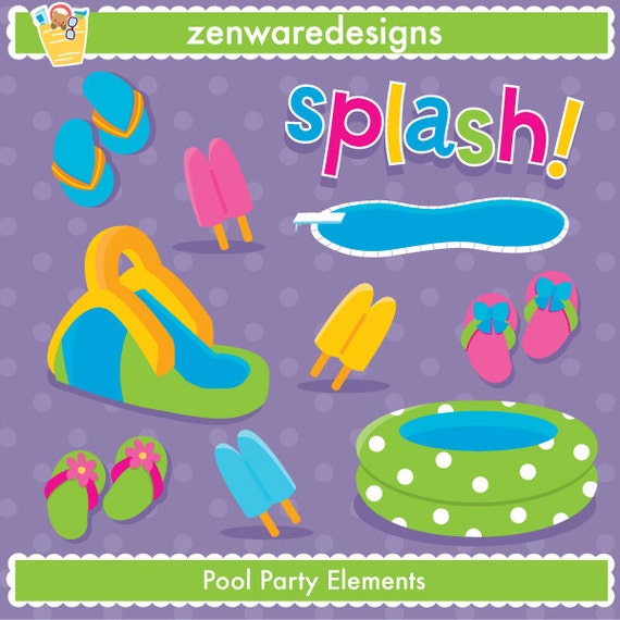 Pool Party Clip Art Flip Flops