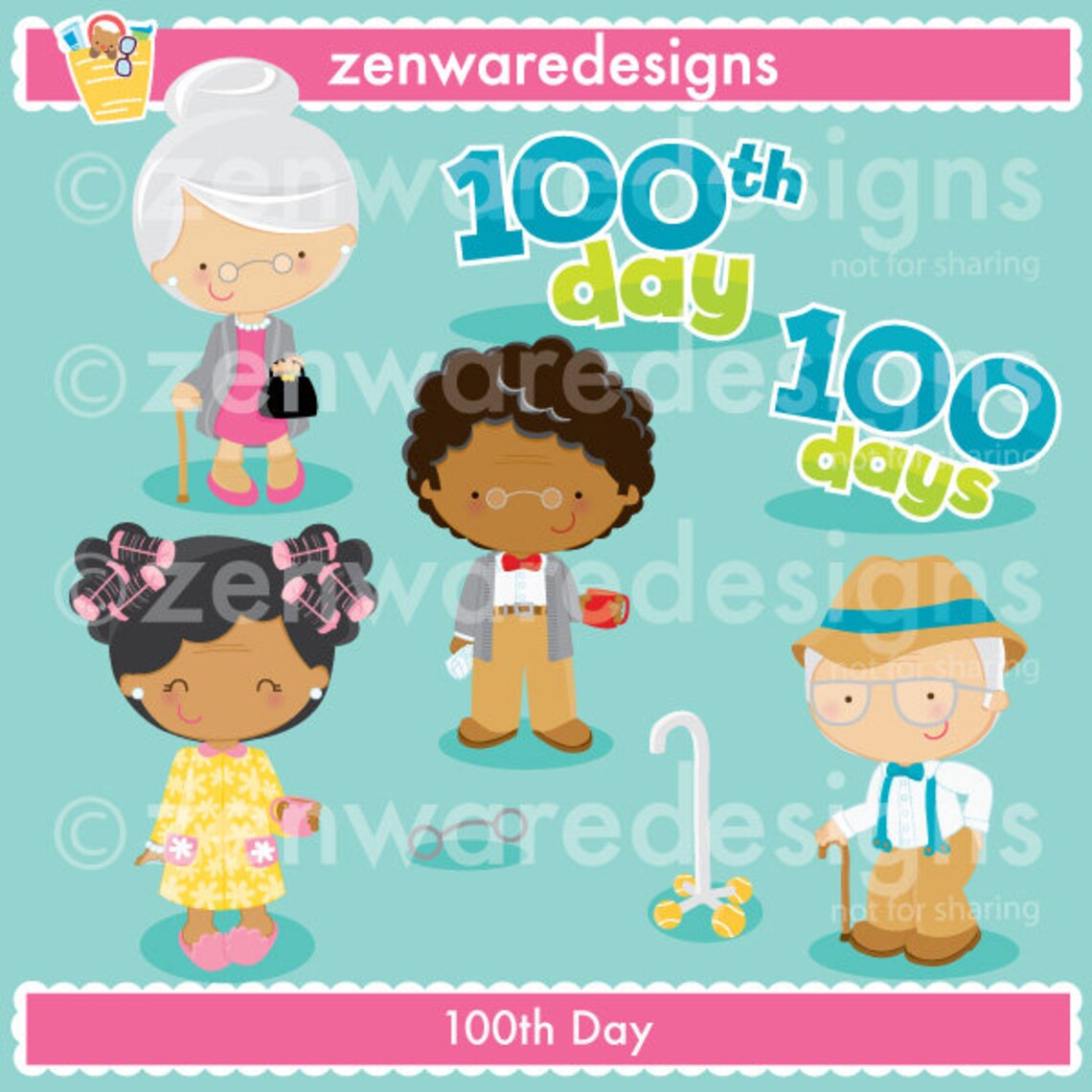 100th Day of School Clipart - Etsy