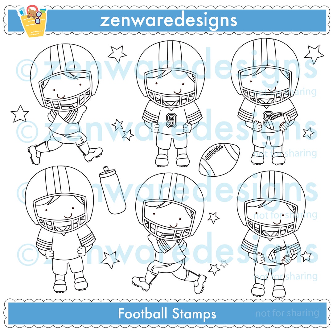 Football Digital Stamps Clipart - Etsy