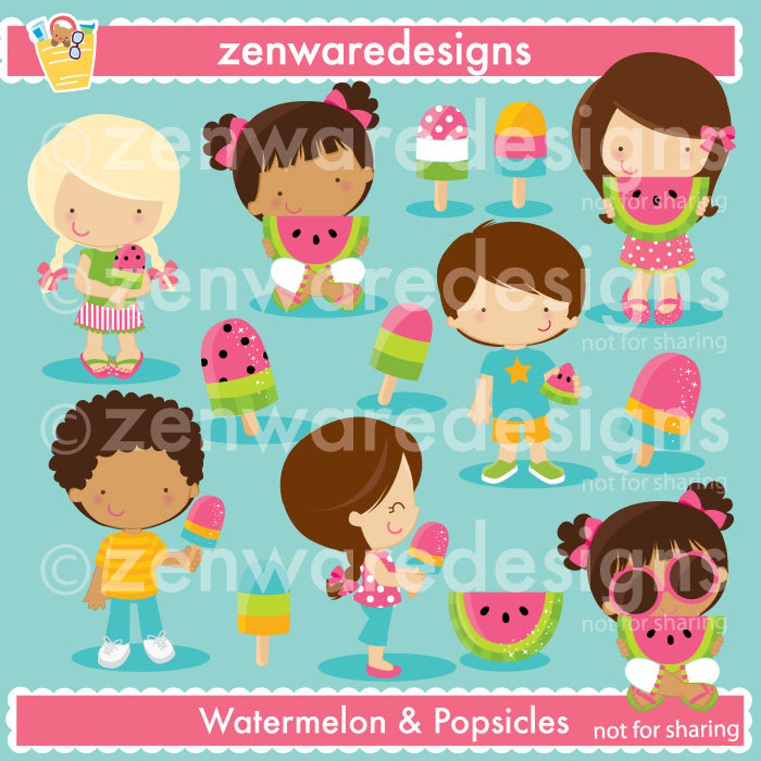 Watermelon and Popsicle Summer Clipart - Etsy