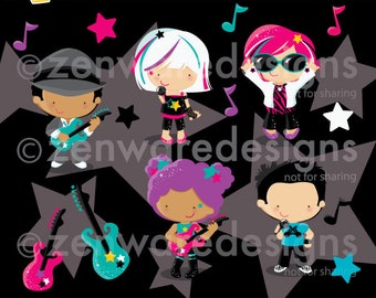 SALE Rock Star Digital Paper Clipart : music Paper Rock Star Clipart ...