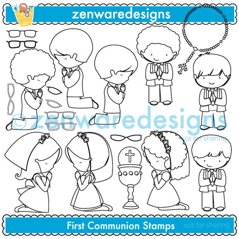 First Communion Digital Stamps - Etsy