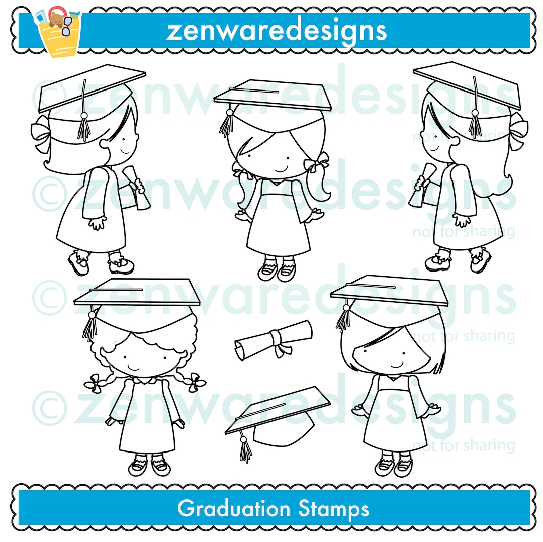 Graduation Girls Clipart Digital Stamps - Etsy