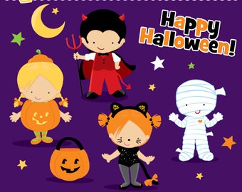 Spooky Friends Halloween Clipart Clip Art and Digital Paper Set - Etsy