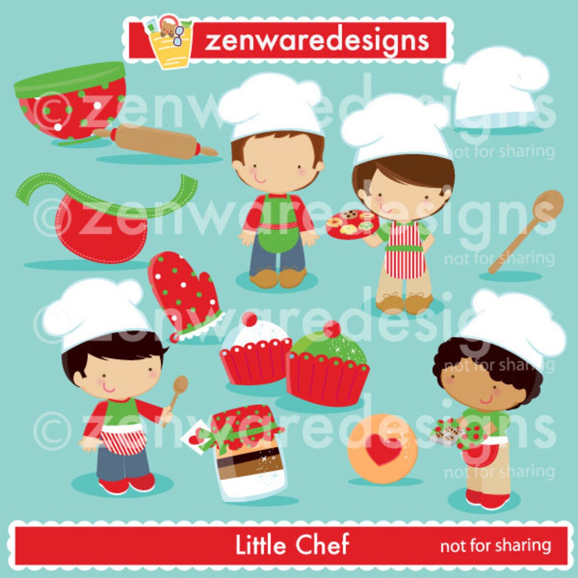 Christmas Little Chef Boy Clipart - Etsy