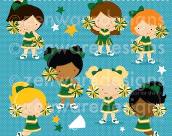 Green Cheerleader Clipart - Etsy