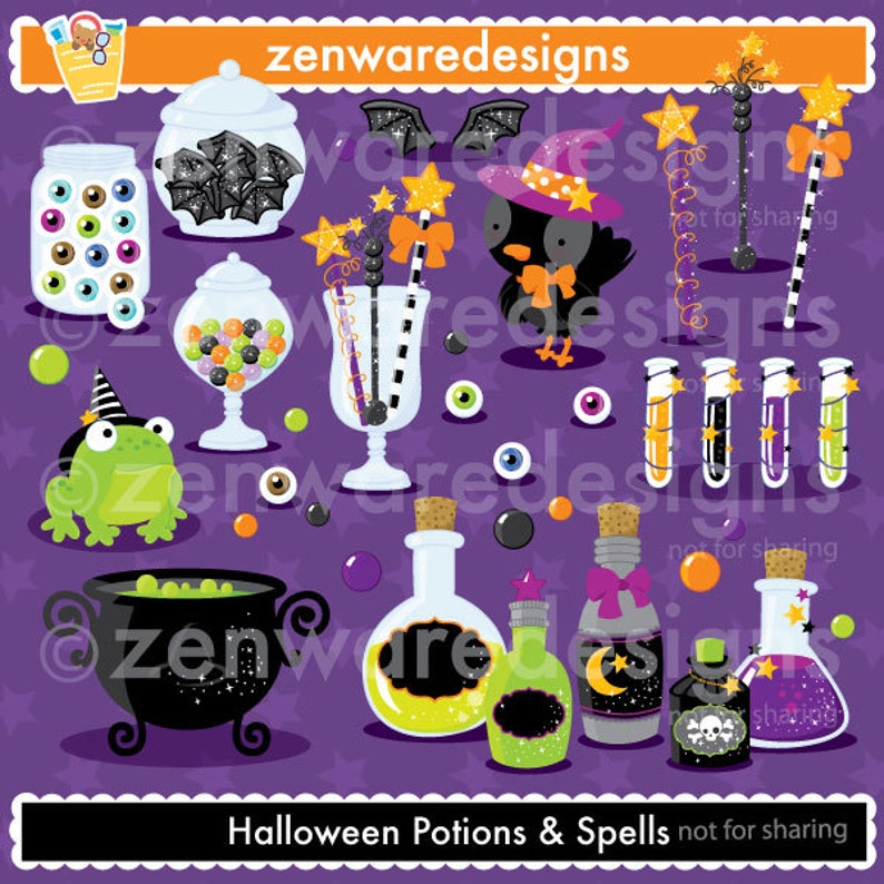 Halloween Potions and Spells Clipart - Etsy