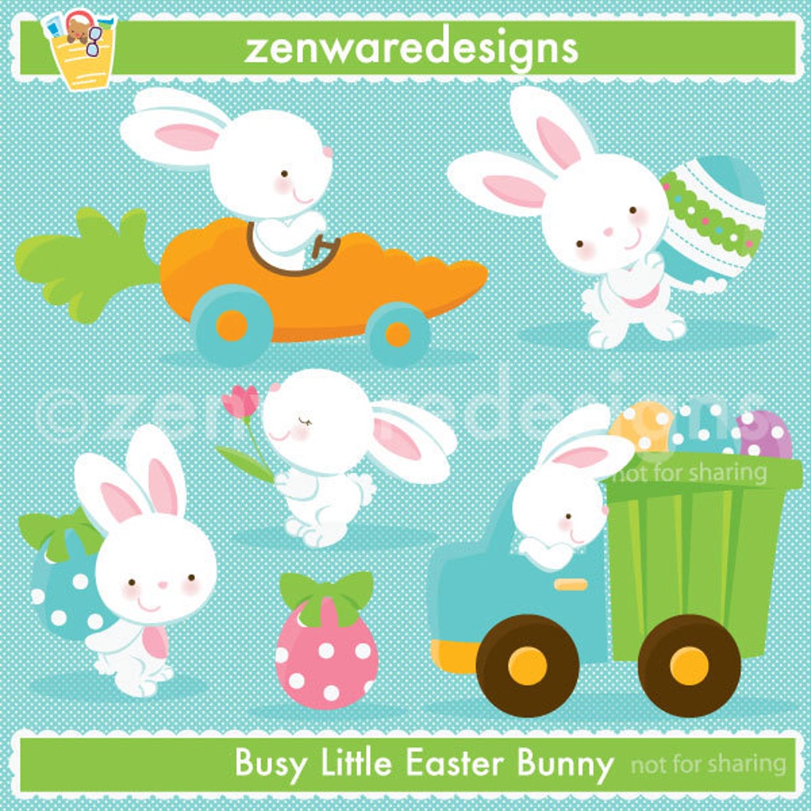 Busy Easter Bunny Clipart - Etsy