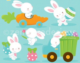 Easter Bunny Clipart Farm Edition | Etsy