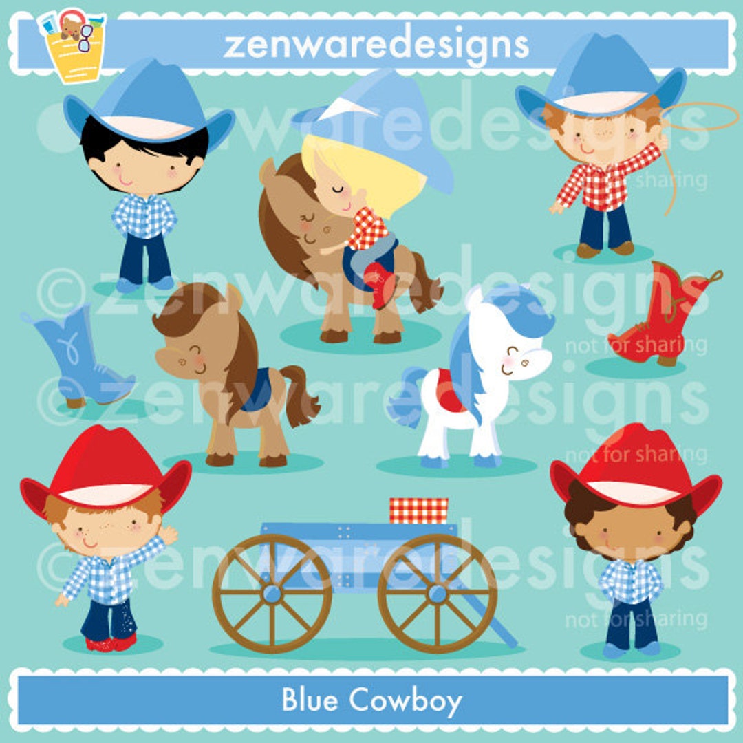 Cute Cowboy Clipart - Etsy
