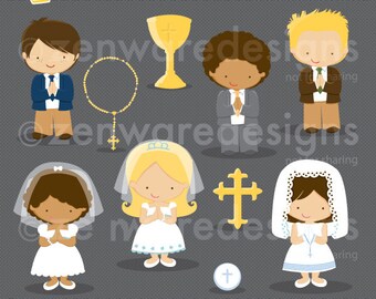 Girl First Communion Clipart / Girl 1st Communion Digital - Etsy