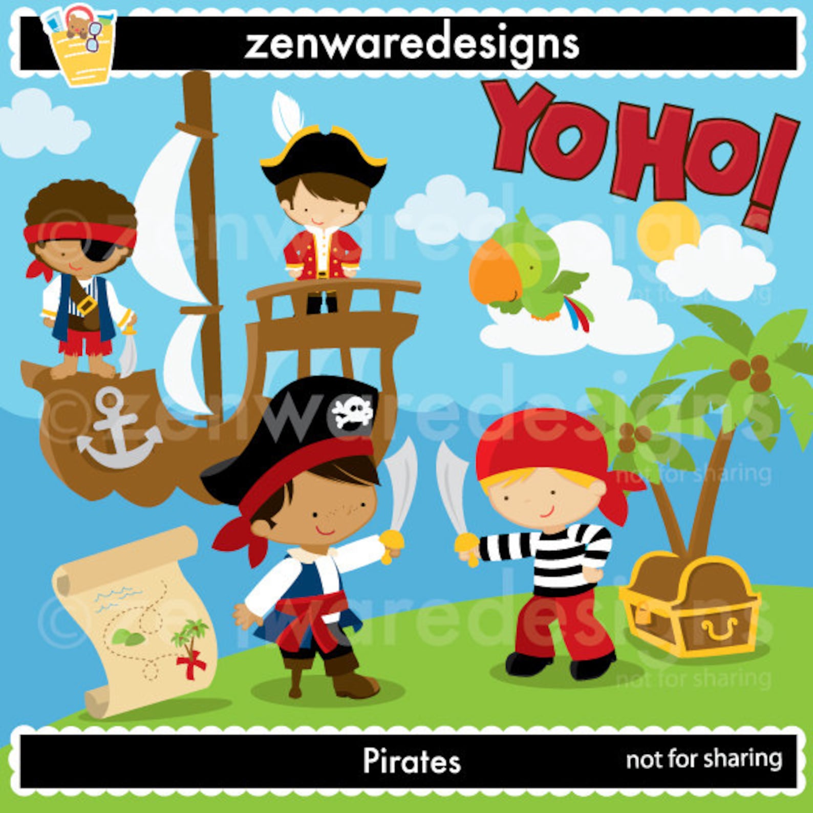 Little Pirates Clipart - Etsy