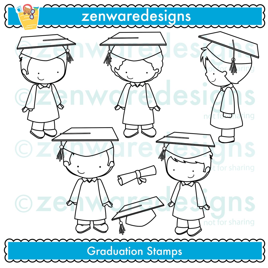 Graduation Boys Clipart Digital Stamps - Etsy