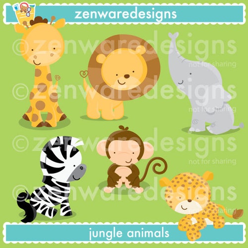Cute Vintage Jungle Animal Clipart Cute Safari Clipart - Etsy UK
