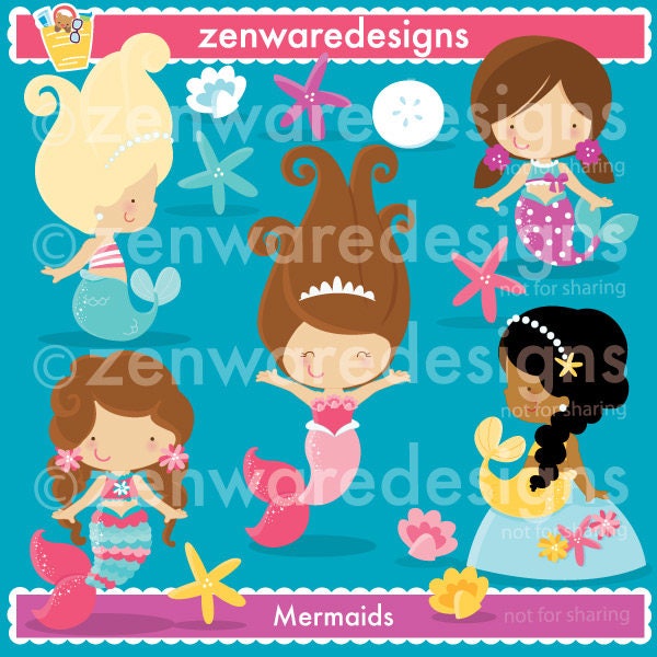 Mermaid Clipart | Etsy