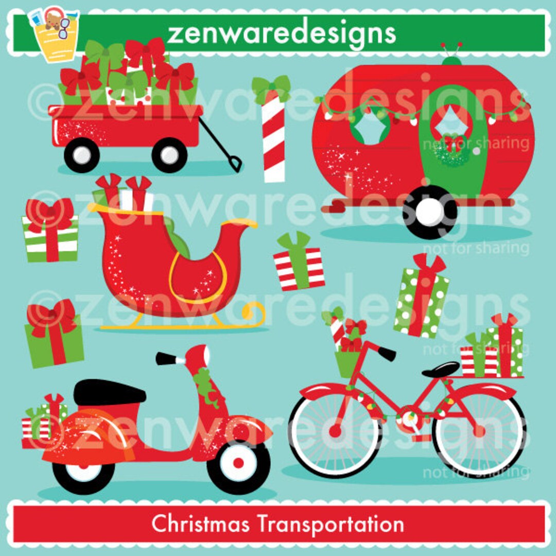 Christmas Transportation Clipart - Etsy