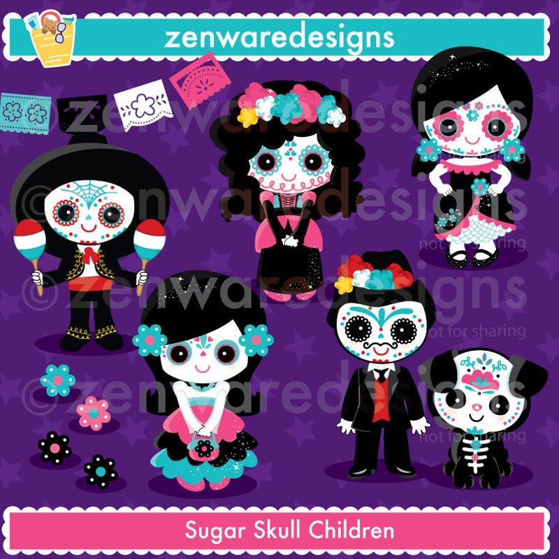 Sugar Skull Clipart - Etsy