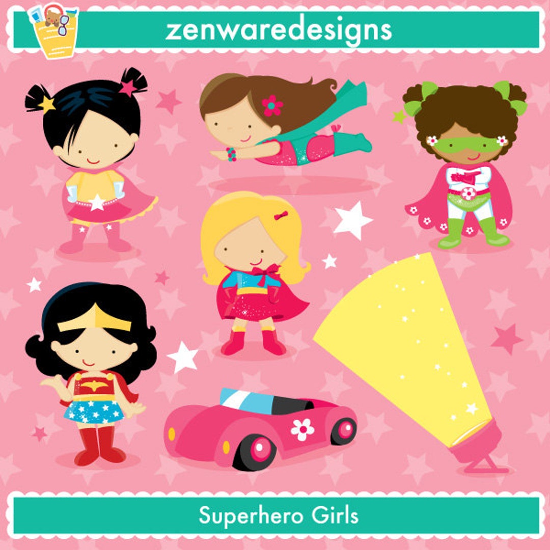 Superhero Girls Clipart - Etsy