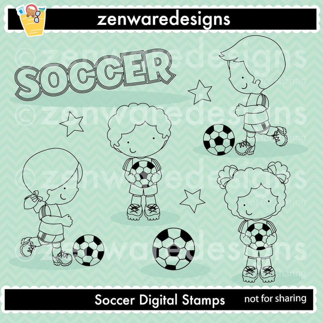 Soccer Digital Stamps Clipart - Etsy