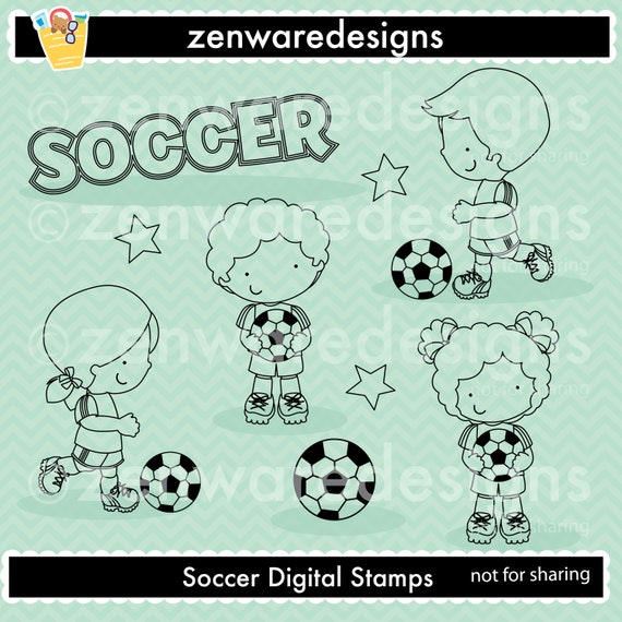 Soccer Digital Stamps Clipart - Etsy