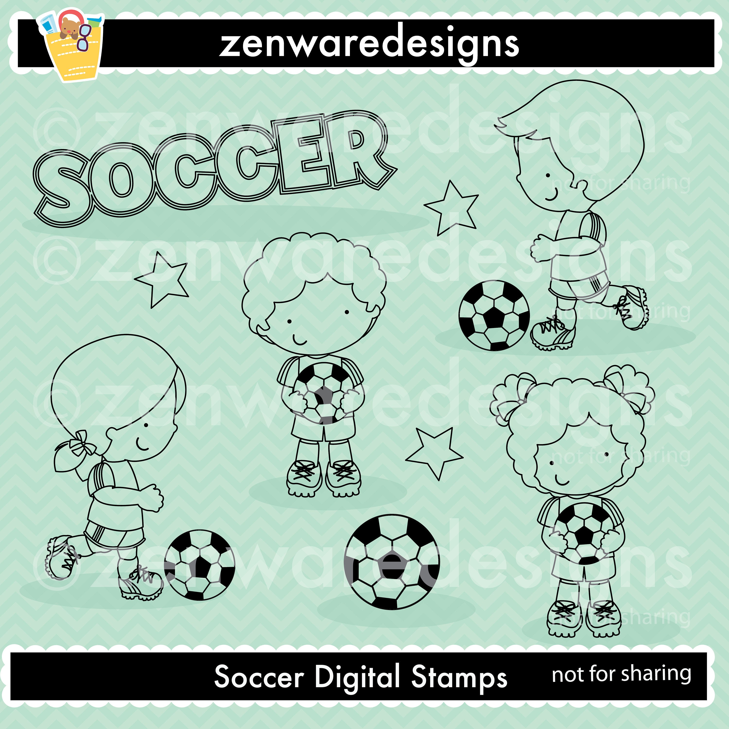 Soccer Digital Stamps Clipart - Etsy